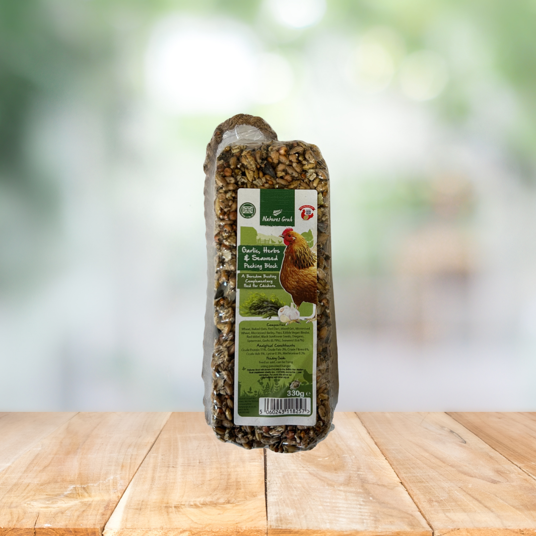 Garlic, Herbs and Seaweed Pecking Block 280g - Chickens to Your Door
